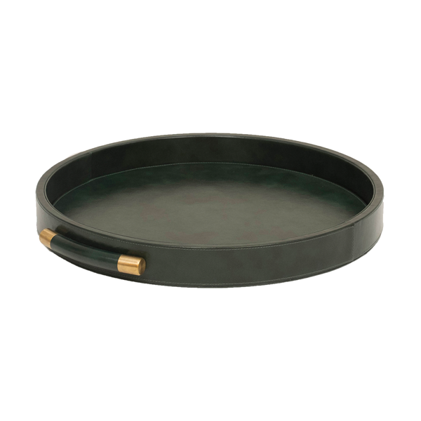 Luca Leather Tray Round - Green - Ruth & Joanna