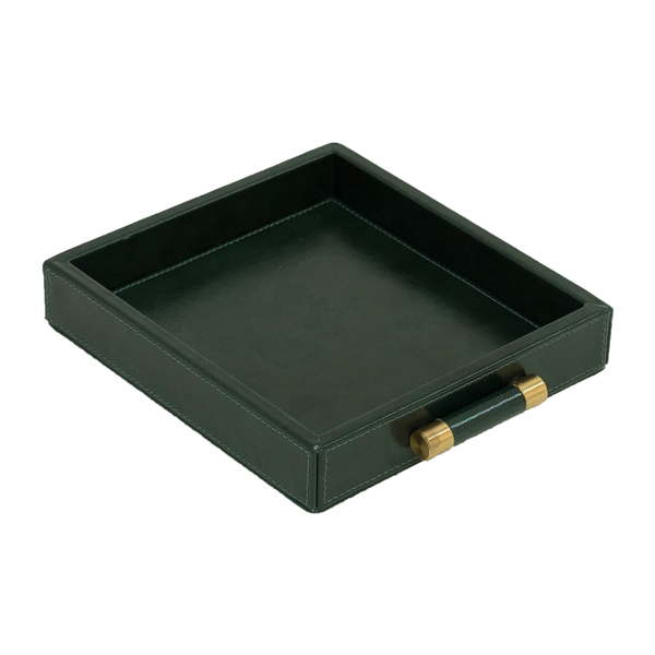 Luca Leather Tray Small - Green - Ruth & Joanna